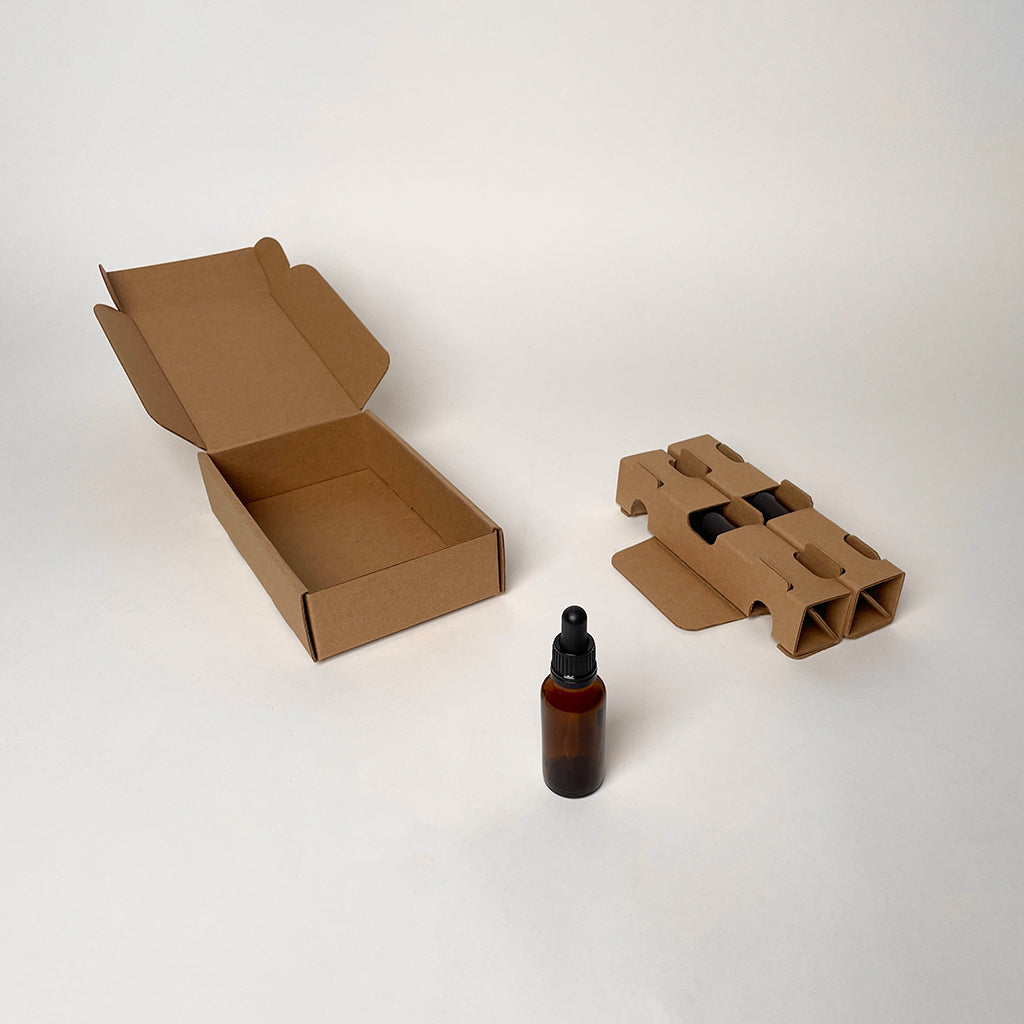 Eco-Friendly Boston Round Glass Bottle Packaging & Shipping Boxes