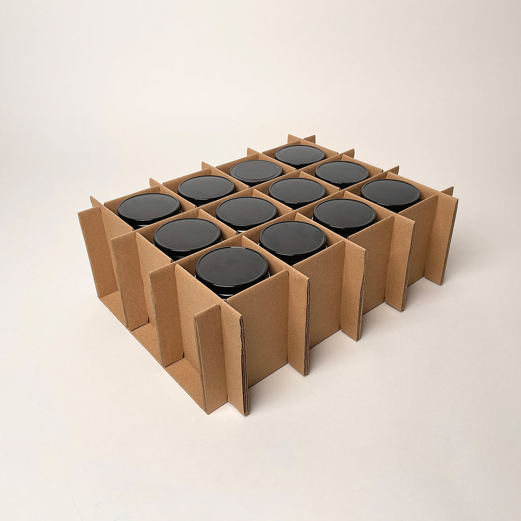 12 oz Economy Round Glass Jar 12-Pack Shipping Box | Eco-Friendly