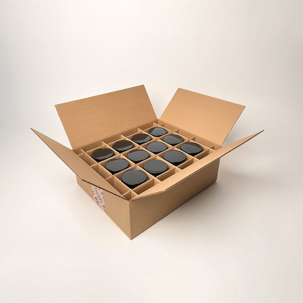 12 oz Economy Round Glass Jar 12-Pack Shipping Box | Eco-Friendly