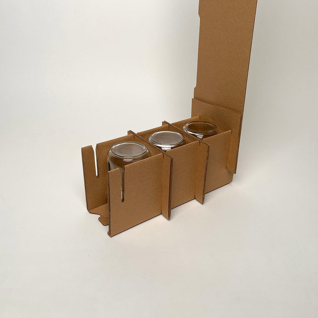 12 oz Economy Round Glass Jar 3-Pack Shipping Box | Eco-Friendly