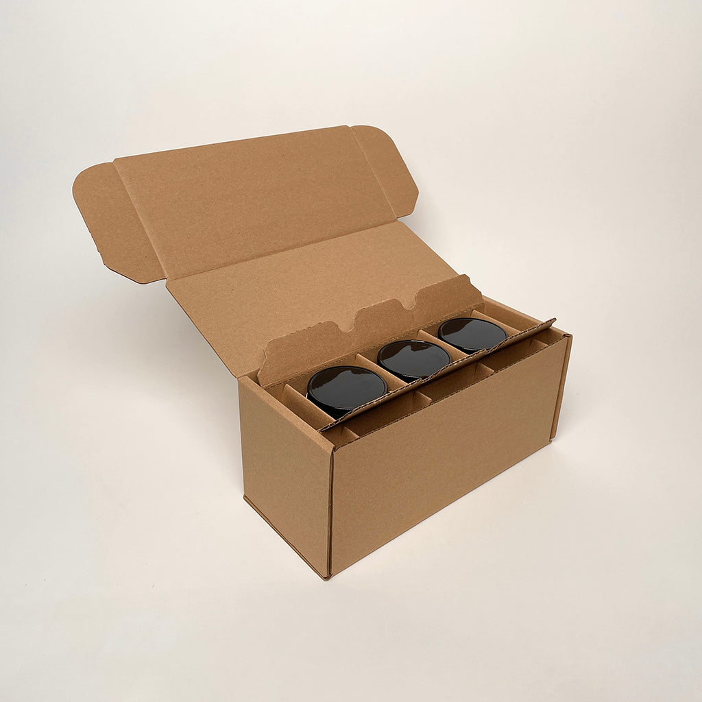 12 oz Economy Round Glass Jar 3-Pack Shipping Box | Eco-Friendly