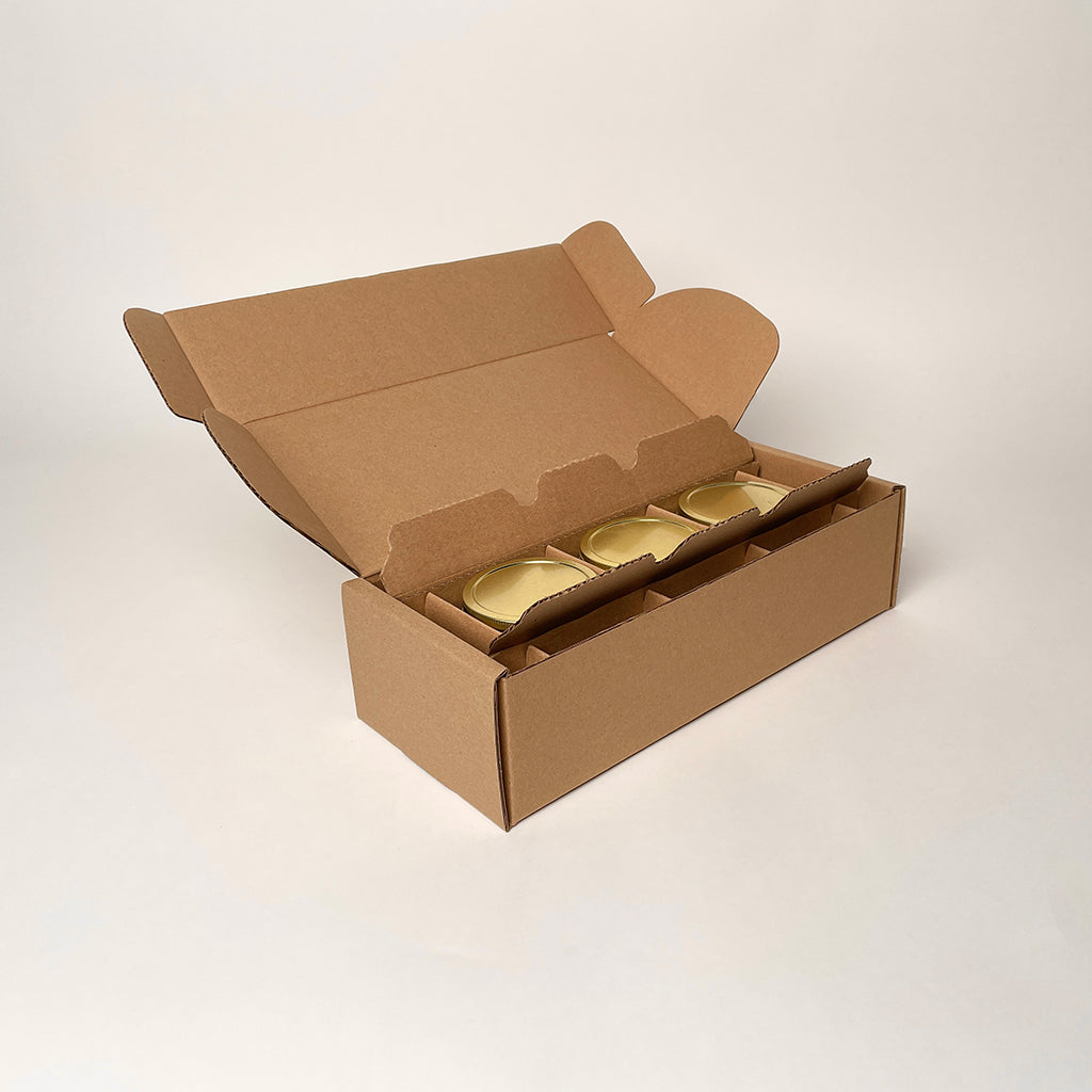 12 oz Straight Sided Glass Jar 3-Pack Shipping Box | Candle Boxes