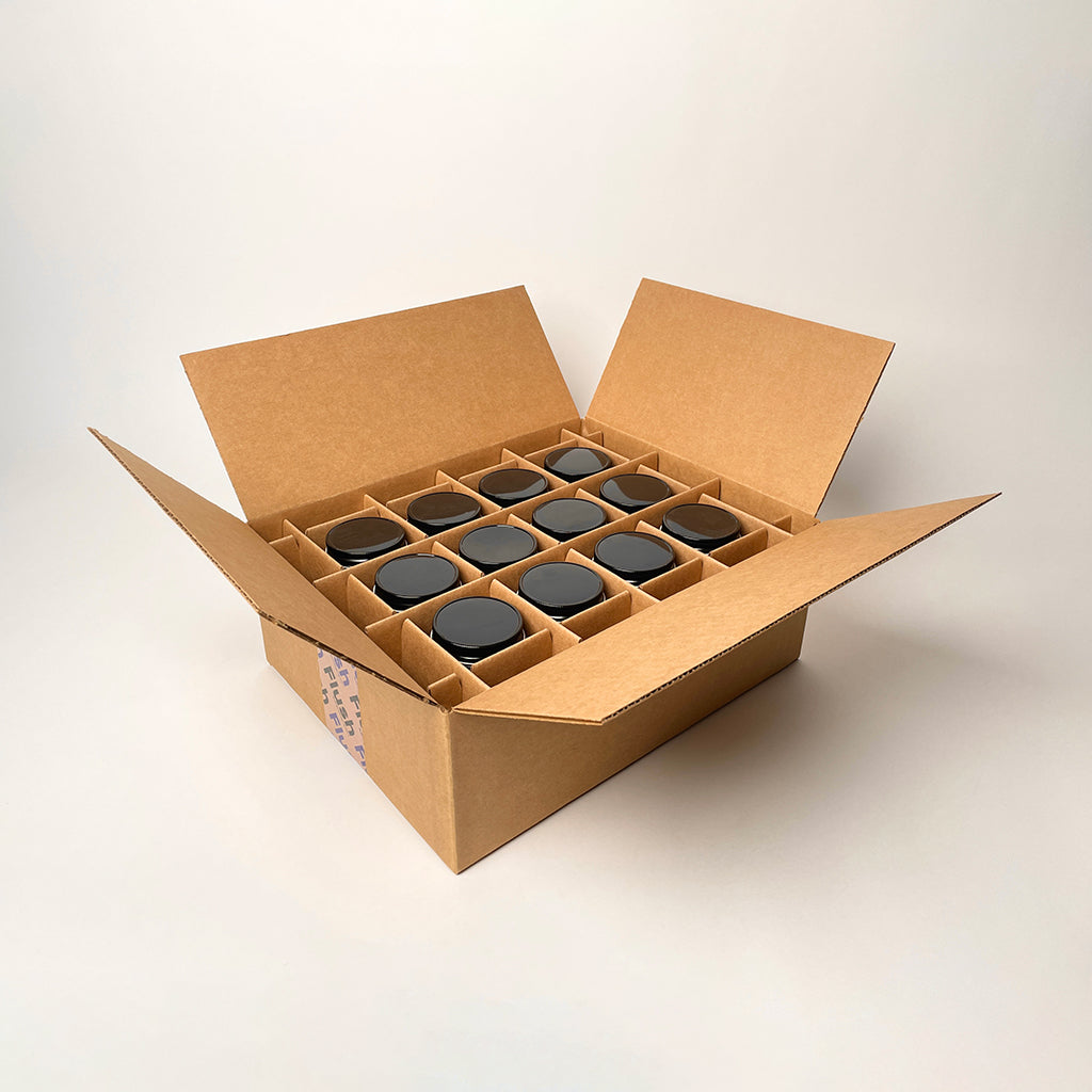 16 oz Economy Round Glass Jar 12-Pack Shipping Box | Eco-Friendly