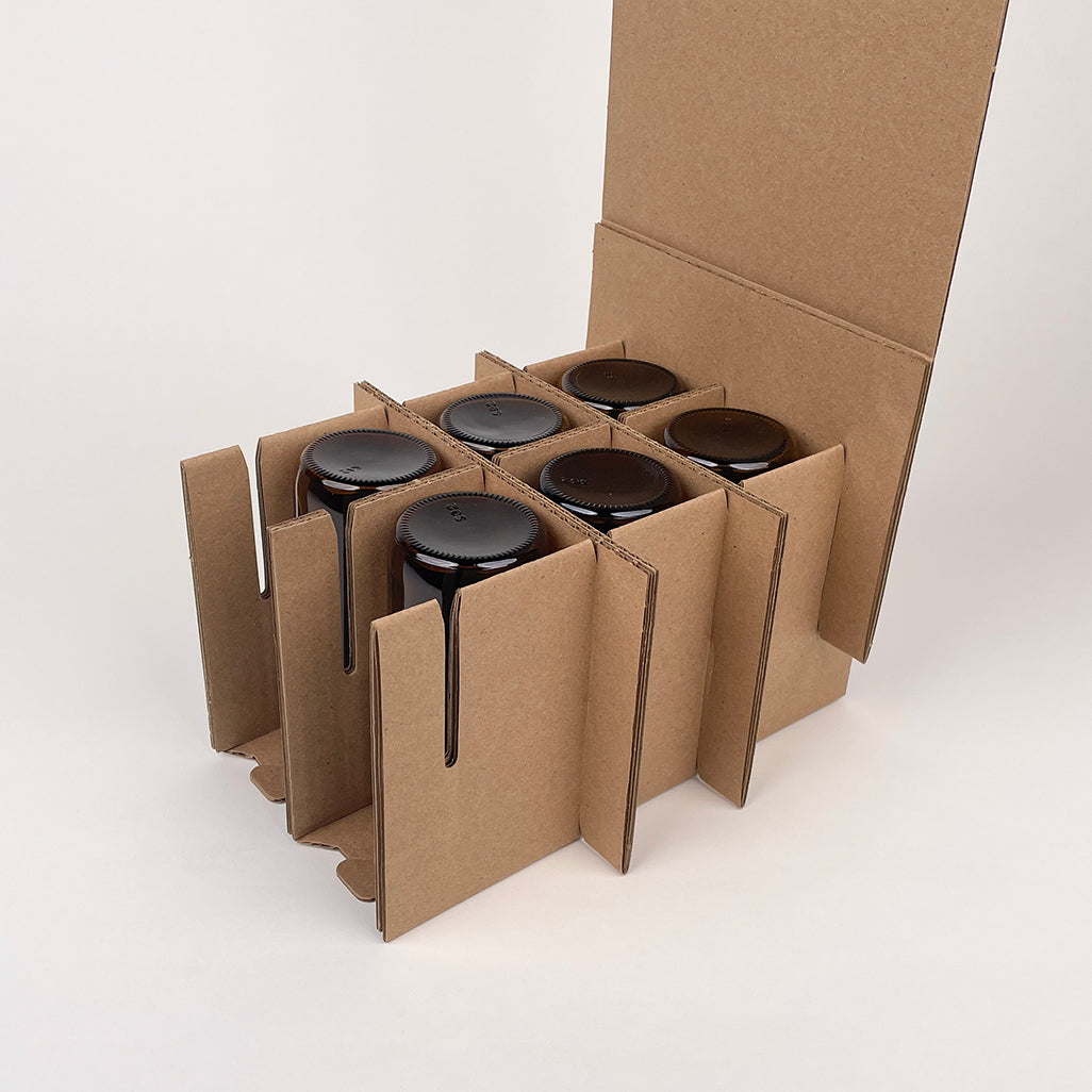 8 oz Boston Round Bottle 6-Pack Shipping Box | Eco-Friendly