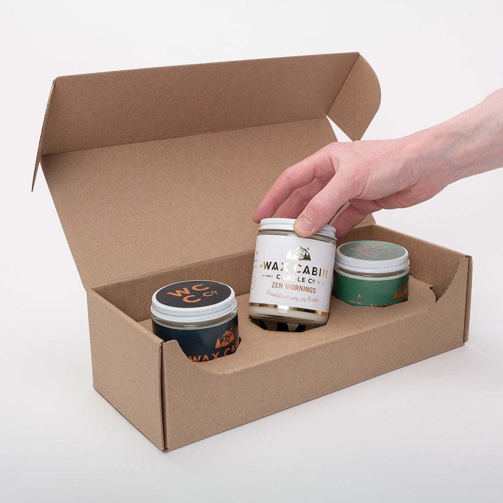 9 oz Straight Sided Glass Jar 3-Pack Shipping Box | Candle Boxes