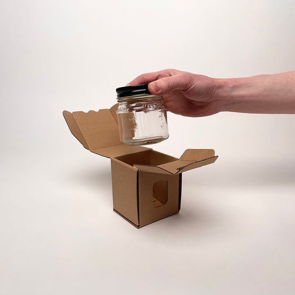 8 oz Square Mason Jar Retail Box | Shelf Ready Packaging